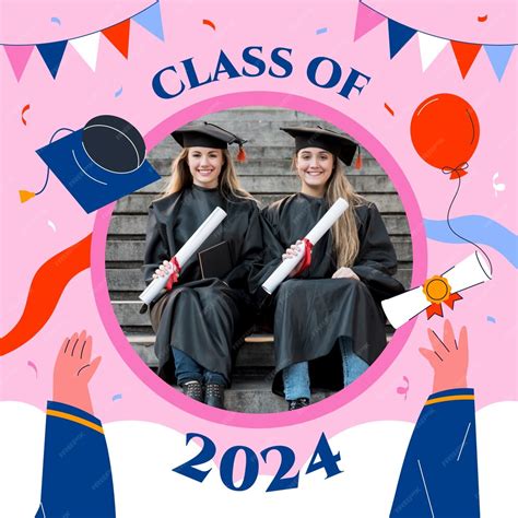 Free Vector Flat Class Of 2024 Frame Template