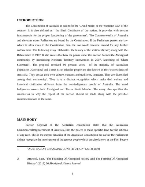 Repealing Section 51 Xxvi Of Australian Constitution A Step Towards