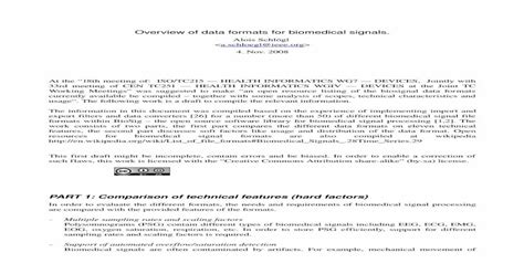 Overview Of Data Formats For Biomedical Signalspubistacat