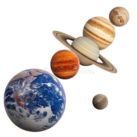 Planets In The Solar System Isolated On White Background Stock