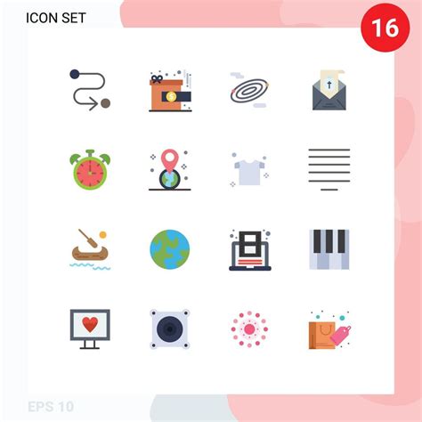 Set Of 16 Vector Flat Colors On Grid For Time Clock Science Alarm Easter Editable Pack Of