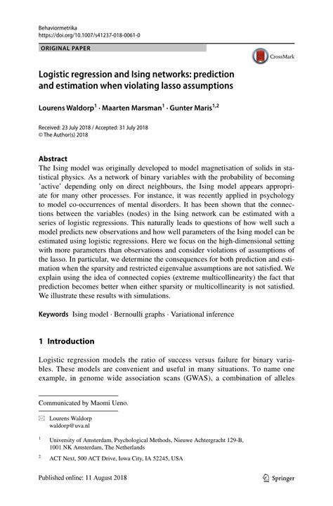 pdf logistic regression and ising networks prediction and estimation