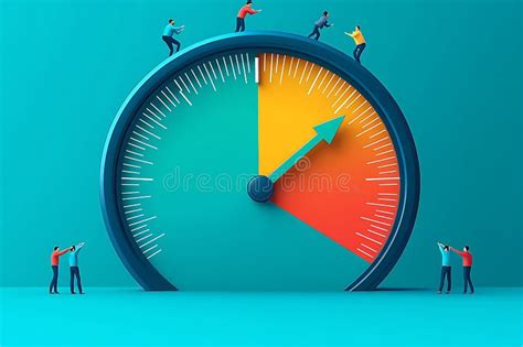 Teamwork Time Management Concept With Tiny People And A Large Colorful