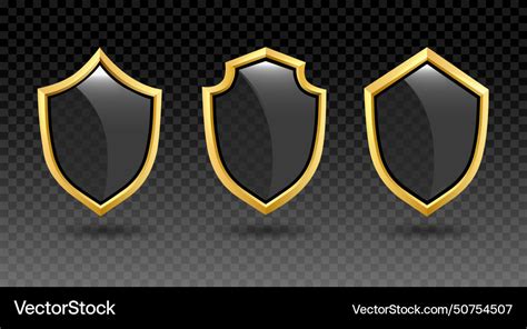 Black Glass Shields With Golden Frames Royalty Free Vector
