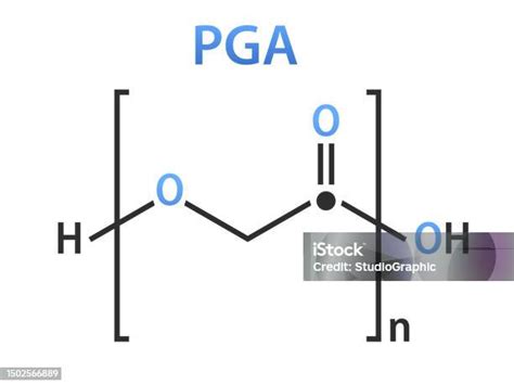 폴리글리콜라이드 생분해성 폴리머 생분해성 열가소성 폴리머입니다 흡수성 봉합사에 사용됩니다 골격 공식 벡터 그림 건강관리와 의술에