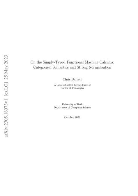 on the simply typed functional machine calculus categorical semantics