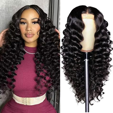 Pyy 34 Inch Deep Wave Lace Front Wigs Human Hair 180 Density Deep Wave