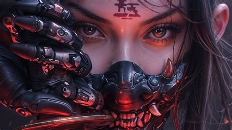 3735d Anime Girl Demon Horn Cyberpunk 4k Wallpaper 4k Pc