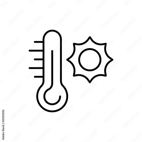 Thermometer Line Icon Temperature Forecast Weather Warning