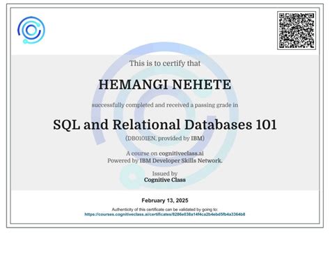 Learning Sql Databases Cognitiveai Hemangi Nehete