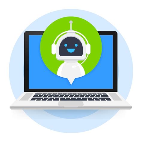 Premium Vector Chat Bot Using Laptop Computer Robot Virtual Assistance Of Website Or Mobile