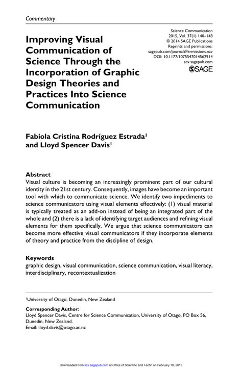 Pdf Improving Visual Communication Of Science Through The