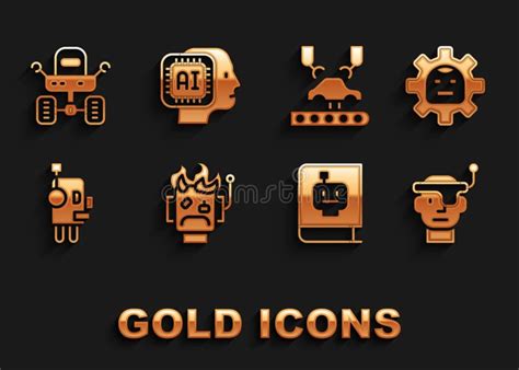 Set Robot Burned Out Smart Glasses User Manual Robotic Robot Arm On Factory Mars Rover And