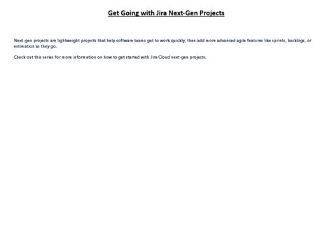 Get Going With Jira Next Gen Projects Pdf Business Computers