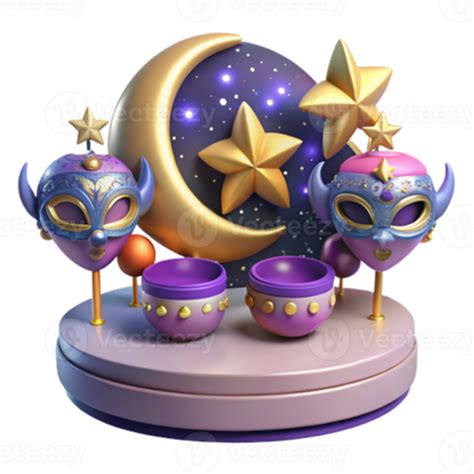 Dramatic Contemporary Celestial Masquerade Night Sky Scene With Cups