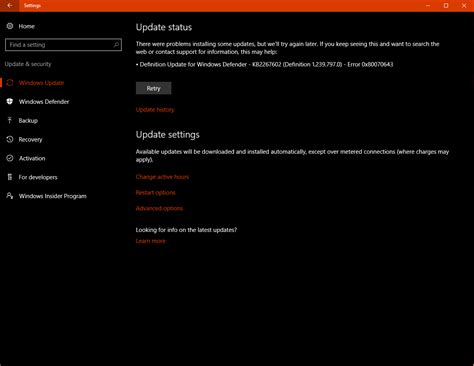 Windows Windows Defender Update Problem Windows Forum