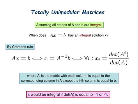 PPT Totally Unimodular Matrices PowerPoint Presentation Free Download ID