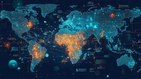 Global Network Map World Digital Connections Data Flow International