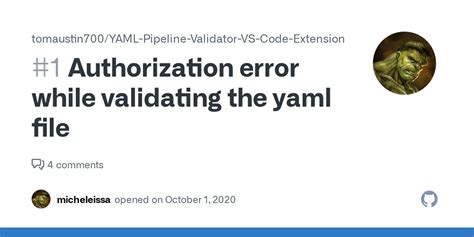 Authorization Error While Validating The Yaml File Issue Tomaustin YAML Pipeline