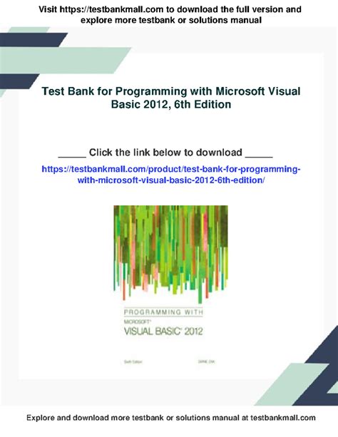 Test Bank For Programming With Microsoft Visual Basic 2012 6th Ed