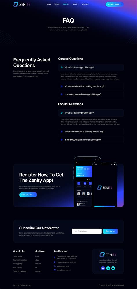 zenity mobile app landing page elementor template kit wp template