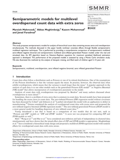 Pdf Semiparametric Models For Multilevel Overdispersed Count Data