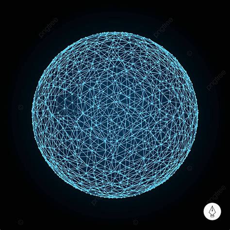 3d Sphere Global Digital Connections Technology Concept Network Sphere Mesh Vector Network