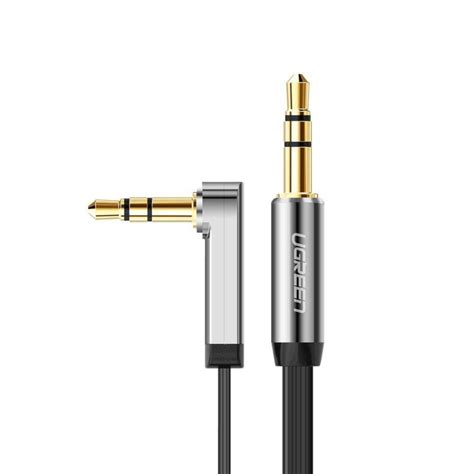 Ugreen Av119 Right Angled 35mm Flat Aux Cable 2m Blacksilver South