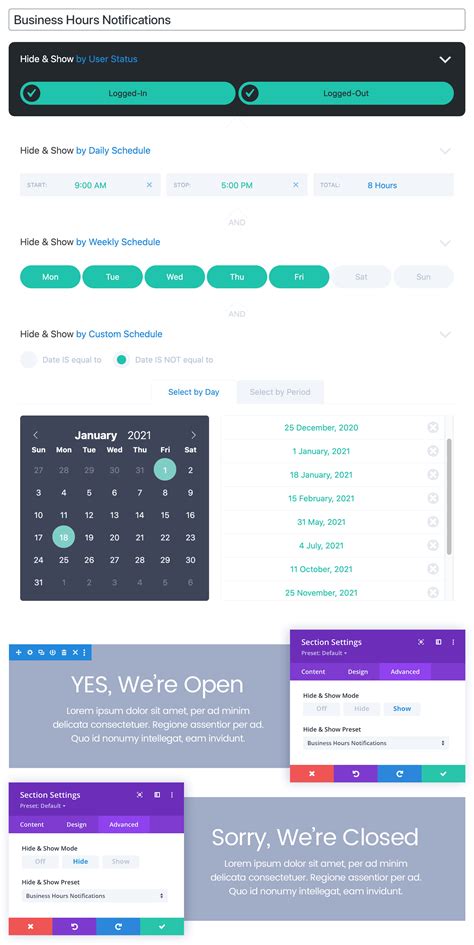 Hide Show PRO Examples Divi Modules