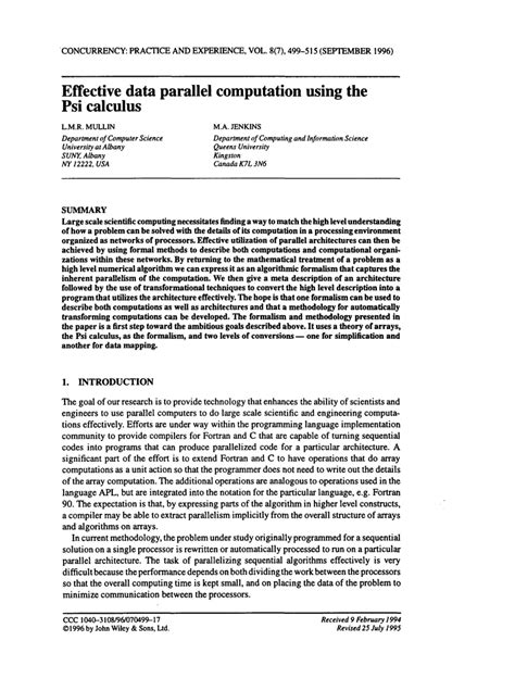 pdf effective data parallel computation using the psi calculus