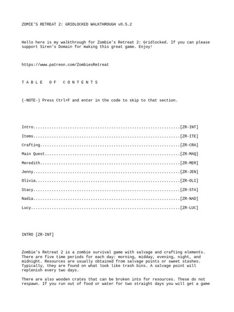 A Comprehensive Walkthrough For Zombies Retreat 2 Gridlocked Pdf Foods Milkshake