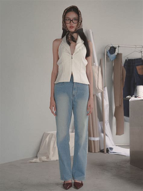 Mune กางเกงยีนส์ทรงกระบอกสีอ่อน Shopee Thailand