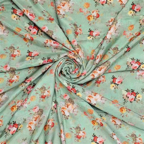 Pure Muslin Viscose Fabric Floral Digital Print Unstitched Fabric
