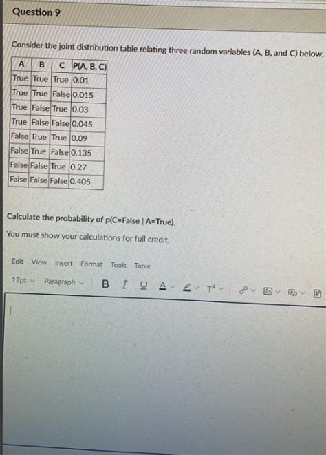 Solved Consider The Joint Distribution Table Relating Three Chegg
