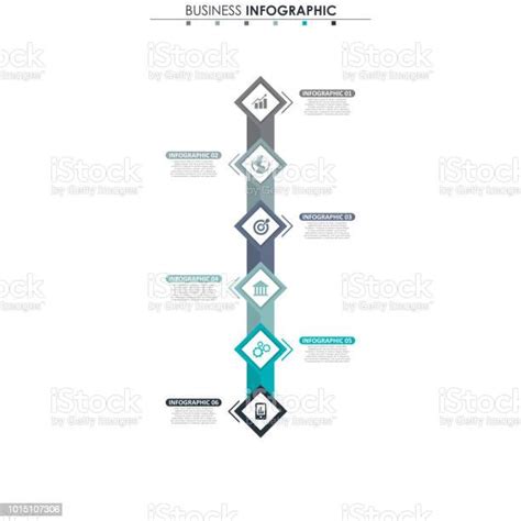 비즈니스 데이터 차트입니다 그래프 6 단계 전략 옵션 부품 또는 프로세스 다이어그램의 추상 요소 프레 젠 테이 션에 대 한 벡터