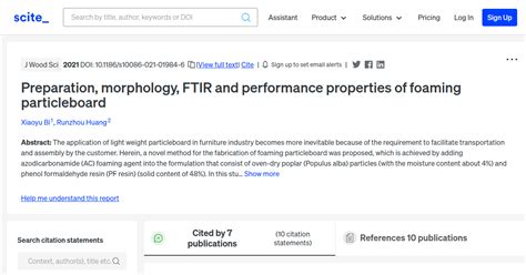 Preparation Morphology Ftir And Performance Properties Of Foaming Particleboard