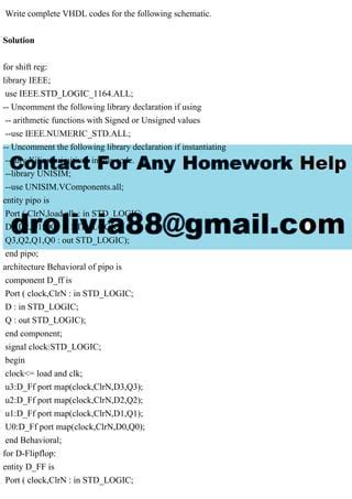 Write Complete VHDL Codes For The Following Schematic Solution Pdf Programming Languages