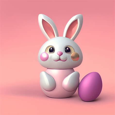 Modern Illustration Of Cute Toy Rabbit With Easter Egg Easter Bunny