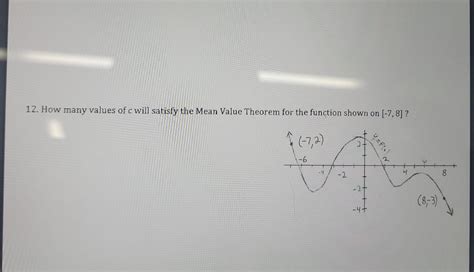 Solved 12 How Many Values Of C Will Satisfy The Mean Value Chegg Com