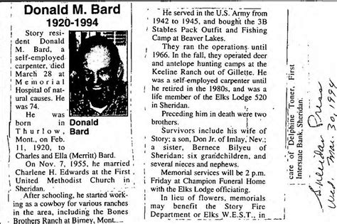 Bard Donald Montana History Portal