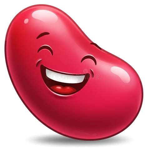 A Glossy Red Jelly Bean Character With A Happy Facial Expression It