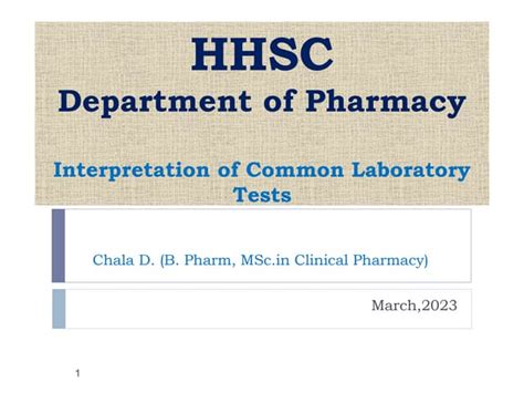 Diagnostic Tests Interpretation Of Lab Test Pptx