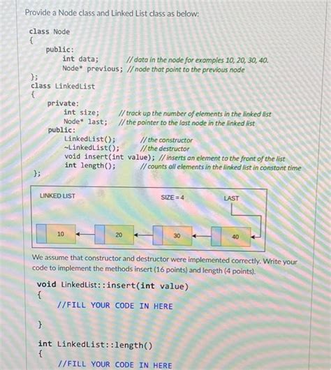 Solved Provide A Node Class And Linked List Class As Below