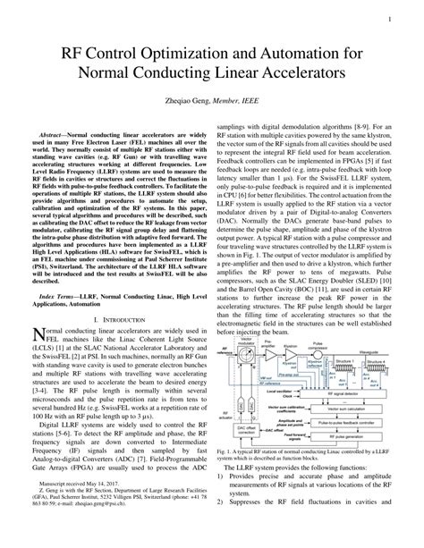 Pdf Rf Control Optimization And Automation For Normal Conducting Linear Accelerators