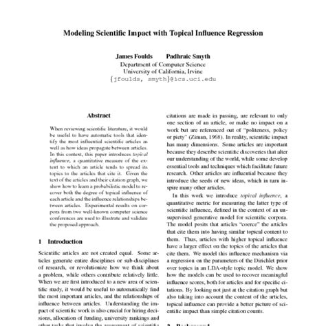 modeling scientific impact with topical influence regression acl