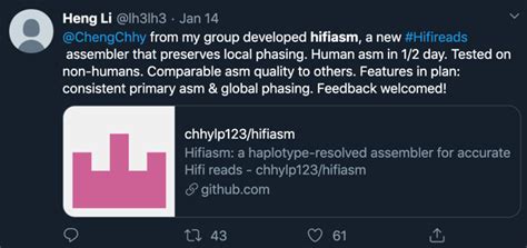 Hifi Assembler Series Part 1 Hifiasm A Fast Haplotype Resolved Genome Assembler By Liz T