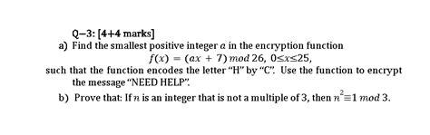Solved Q 3 44 Marks A Find The Smallest Positive
