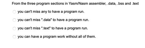 Solved From The Three Program Sections In Yasmnasm