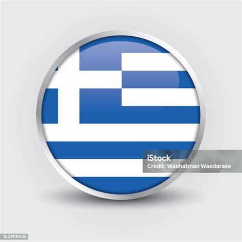 greece circle flag design is used as badge button icon with reflection