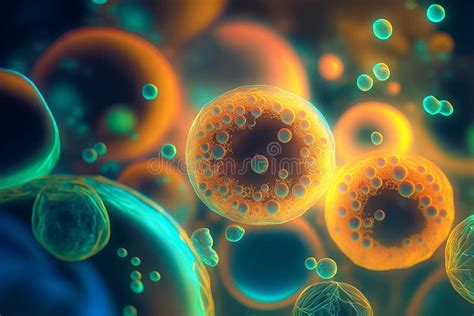 microscopic colorful cells generative ai stock illustration